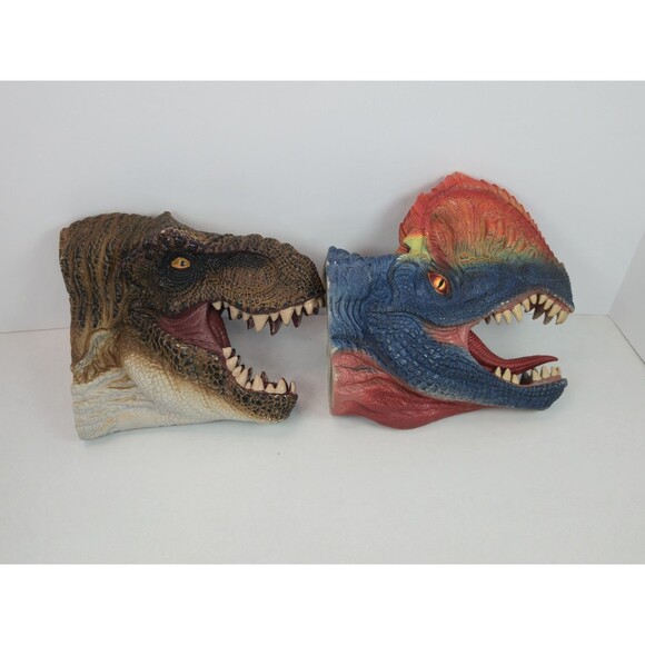 Toys | Animal Kingdom Dinosaur Hand Puppets Trex Dilophosaurus Latex ...